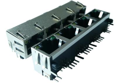 China E5J88-24CJ25-L / E5J88-24CJ24-L Rj45 Side Entry LED Ganged Jack 4 Ports for sale