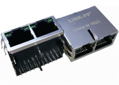 China JG0-0031NL PowerJack 1X2, Tab-Up, PoE 100 Base-TX RJ45 Integrated Connector Module for sale