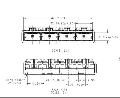 China 2170805-2 TE QSFP28 1x2 Cage Connector 28 Gb/S Internal / External EMI Springs for sale