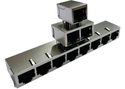 China Gangjack 1x8 Port Modular Rj-45 8p8c JX8064D688ANL / LPJ86404AENL 90 Degree for sale