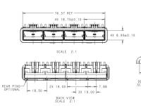 China 2170805-4 QSFP28 1x2 Cage With EMI Springs 28 Gb/S Modular Jack for sale