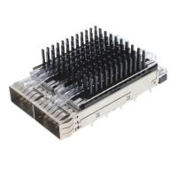 China 2170808-6 QSFP28 1x2 Cage With Heat Sink Included Lightpipe 28 Gb/S for sale