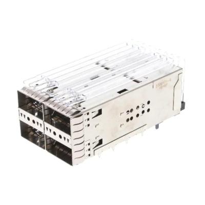 China 2308171-6 ZQSFP+ Receptacle With Cage Ganged 2x2 Connector Included Lightpipe EMI Springs for sale