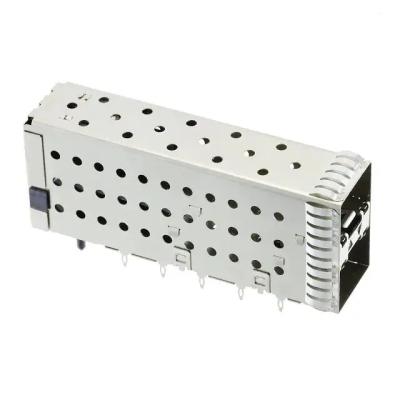 China TE 1-2007492-6 SFP+ 2x1 Cage Connector External Springs Included Lightpipe 16 Gb/s for sale