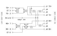 China CJCB88HF1Y0 , LPJ0025GENL RJ45 Modular Jack 10/100Base-Tx TS8P8C-PCB-TRAF for sale