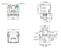 China RJHSE5381 | JW101A7R RJ45 Modular Jack , LPJE101AGNL 8P8C Shield w/LED for sale