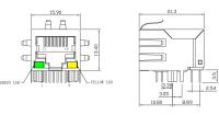 China RDA-125BAG1A Network RJ45 Telephone Jack , Female Magnetics Connector for sale