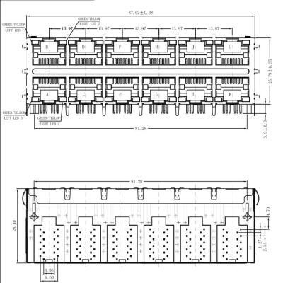 China 0879-2C6R-54-F | LPJG67037A4NL Stacked 12 Port Rj45 Gigabit Ethernet for sale