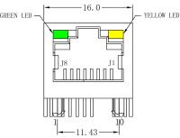 China LPJ16249B28NL 21.3mm Right Angle RJ45 Modular Jack | 6605808-1 for sale