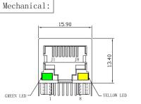 China Side Entry RJ45 Modular Jack , J00-0046NL | LPJ0113BBNL THT 10/100Base for sale
