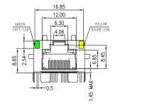 China LPJK7436AHNL Signle Port Low-Profile RJ45 Jack 10/100/1000Base-T for sale