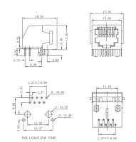 China 1x RJ45 Modular Jack S253E-8P8C-GAB-L Side Entry 8P8C LPJEF110CNL for sale