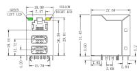 China LPJU5002BHNL Magnetic RJ45 Jack Conn USB A Jack P35@PB1-1FA9(XA) for sale