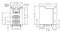 China MJKF45201-PA80G-S-L10 Magnetic RJ45 Jack 10/100Base-T Connector for sale