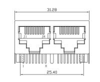 China MOXIE MOX-RJ45-204G | LPJF26404DNL Magnetic RJ45 Jack 2x10/100Base-T for sale