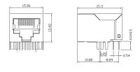 China J0026D01NL | LPJ0026DNL 100 Base-TX RJ45 1x1 Tab-DOWN with LEDs 8-pin for sale