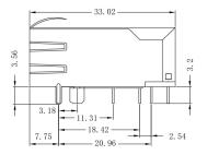 China LPJK1045AHNL Magnetic RJ45 Jack , 33mm JK0-0145NL 10/100/1000Base-T for sale