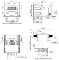 China 3004CC6605 Low-Profile RJ45 Jack LPJE8802CNL Surface Mounting SMD for sale
