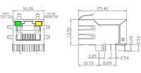 China RTA-114B1K1A Magnetic RJ45 Jack LPJ1028AHNL W / LEDs 10 / 100Base-T Tab-Up for sale