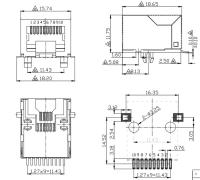 China 10p10c Smt Rj50 Connector 10 Position Surface Mounting Ethernet Socket for sale