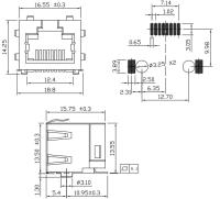 China 6339160-1 | 6339160-3 SMT RJ45 Connector , 8 POSITION RJ45 Shielded Surface Mount for sale