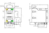China 2x1 Ports LPJ17489AGNL POE RJ45 Connector Jack 10/100 Base-Tx for sale