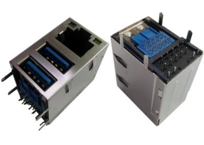 China 2x USB3.0 Combo Jack RJ45 Gigabit Ethernet LPJU1608AHNL Shield / LEDs G-Y for sale