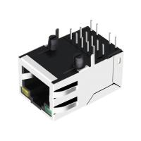 China 0875-1AX1-E3 Magnetic RJ45 Jack 1000BASE-T Tab Up G/Y LED for sale