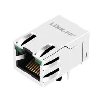 China 0875-1G1T-D8 Magnetics Jack RJ45 1000BASE-T  1X1 Tab Up G/G LED for sale