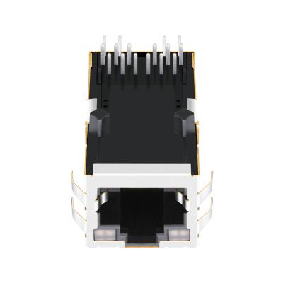 China 2250013-4 RJ45 Jack With Magnetics 1000BASE-T 1X1 Tab Up GY/GY LED for sale