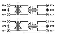 China Surface Mount 10/100 Transformer 4800Vrms ,749014012 Power Over Ethernet Transformer 350µH for sale