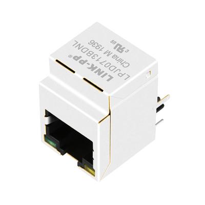 China HFJV1-1G01-L12RL 1000 Base-T RJ45 Vertical Connector Yellow/Green Leds LPJD0713BDNL for sale