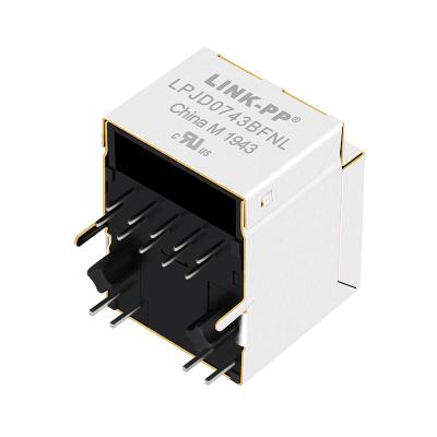 China HFJV1-1G41-L11RL 1000 Base-T RJ45 Vertical Jack With Magnetics LPJD0743BFNL for sale