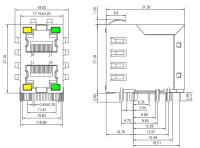 China 6368011-8 Modular Jack 2X1 Stacked Rj45 8 POSITION CAT 5 Shielded 6368011-9 for sale