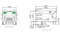 China 1 Port RJ45 Magjack Connector Through Hole 10/100 Base-T 08B0-1G1T-36-F for sale