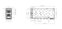 China 76090-5001 CONN CAGE SFP+ 2X1 W/LIGHT PIPE 	THT, R/A, Board Guide, EMI Shielded for sale
