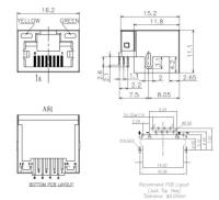China LPJE4715BGNL Low-Profile RJ45 Jack 8P8C Thru Hole PCB Mounting for sale