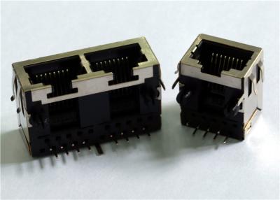 China 12.2mm Low Profile,Rj45 1x2 8P8C THT Shield No LEDs LPJEF132CNL Dual Ethernet for sale
