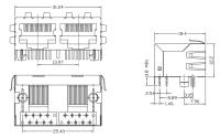 China 12.2mm Low Profile,Rj45 1x2 8P8C THT Shield No LEDs LPJEF132CNL Dual Ethernet for sale