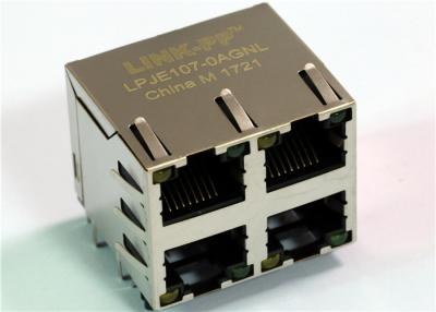 China Coon 2x2 Rj45 Socket Female Jack R/A Shield W/LED LPJE107-0AGNL for sale