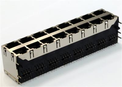 China Conn Rj45 Socket 2x8 Ethernet Connector Stacked 16 Ports Shielded 8P8C LPJE100XCNL for sale