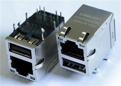 China 10/100M Base POE Female RJ45 PCB Connector with Single USB Power Jack for sale