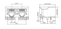 China 10118061-5001010LF Cat3 Cat5 1x2 Port Rj45 Jack 8P8C Shield Tab Down LPJEF102DNL for sale