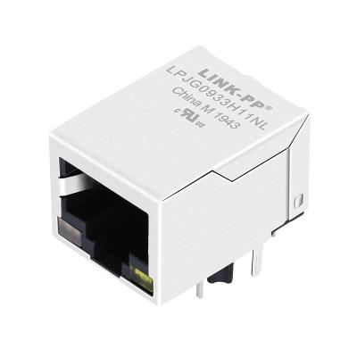China 1x1 RJ45 Connector With 1000Base-T Integrated Magnetics LPJG0933H11NL for sale