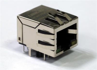 China POE + Rj45 10/100Base-T 802.3at EMI suppression LED Tab-down R/A Connector with Magnetics for sale
