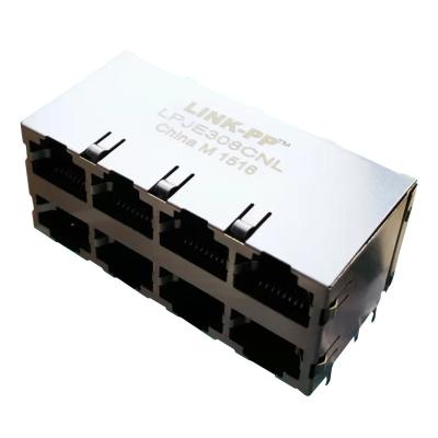 China Stacked RJ45 LPJE308CNL Side Entry 8 ports 2x4 Rj45 8P8C Modular jack for sale