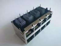 China Stacked RJ45 2x4 Gigabit Dual Rows W/LED XFGIGH-STKVDYG8-4 , XFGIGH-STKVDxu8-4 for sale