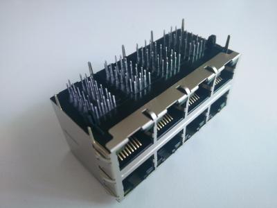 China Stacked RJ45 2x4 Gigabit Dual Rows W/LED XFGIGH-STKVDYG8-4 , XFGIGH-STKVDxu8-4 for sale
