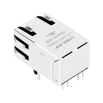 China 1x1 Tab-UP Pulse Jack RJ45 LED Connector AutoMDIX 100 Base TX for sale
