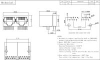 China HUB Double RJ45 Connector with Magnetics Tap Down , 100 / 1000 Base 189844898 for sale
